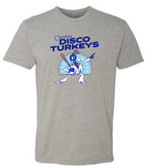Carolina Disco Turkeys Grey Primary Logo Tshirt Extended Sizes